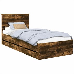 Rám postele s čelo Kouřový dub 100 x 200 cm Inženýrské dřevo 3408016