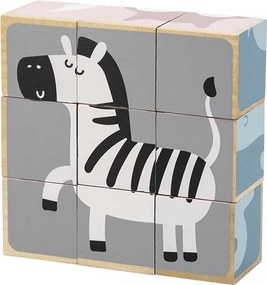 Dřevěné puzzle kostky Viga zvířata 9 dílů