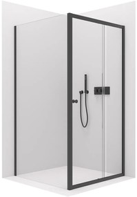Cerano Varone, sprchový kout s posuvnými dveřmi 120(dveře) x 90 (stěna) x 195 cm, 6mm čiré sklo, černý profil, CER-CER-DY50512090