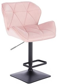 LuxuryForm DESIGN Barová židle MILANO VELUR na černé hranaté podstavě - světle růžová