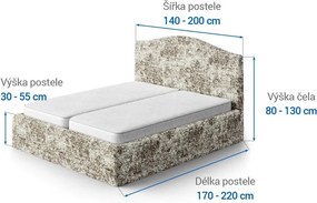 Bielastické potahy MARMO béžové postel (š.140 - 200 cm)