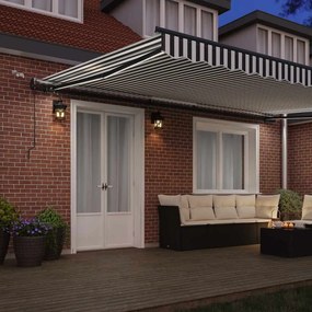 Automatická zatahovací markýza s LED antracit a bílá 500x300 cm 3310241