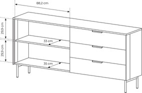 LUMI d | komoda 181 2D3S + LED | 181 cm | dub dunin/černá