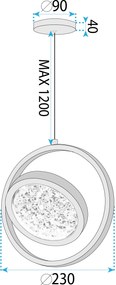 Toolight Toolight, křišťálové závěsné svítidlo 8W, 3000K, 500lm, LHJ106-1CP, růžové zlato, OSW-50070
