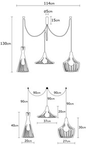 Lustr na lanku MEZOPOTAMYA 3xE27/40W/230V pavouk zlatá