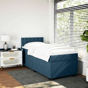 Box spring postel s matrací modrá 100 x 200 cm samet 3288550