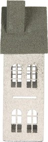 Kovový svícen domek s pískovým povrchem Raw Sand - 16*9*32 cm
