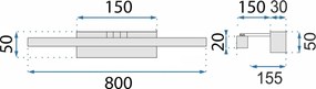 Toolight APP1862-1W, koupelnová LED svítilna, 800 mm, zlatá lesklá, OSW-66015