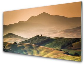 Obraz na skle Hory Pole Krajina 100x50 cm