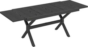 Outsunny rozkládací zahradní stůl z hliníku, venkovní jídelní stůl s dekorativní dřevěnou deskou pro 8-10 osob, 214x85x73 cm, antracitově šedá