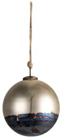 Stříbrno zlato hnědá skleněná vánoční koule – 17x17 cm