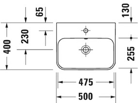 Duravit Happy D.2 Plus - Umyvadlová mísa broušená, 50x40 cm, bez otvoru pro baterii, antracit matná a bílá, 2360506160