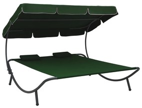Zahradní postel s baldachýnem a polštáři zelená,  313522 HangarStore.cz