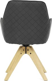 Židle jídelní s područkami, nohy z jasanu, otočná P90°+ L 90° s vratným mechanismem, černá látka (59 x 66) cm Matný