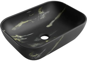Mexen Rita, umyvadlo na desku 455x325x135 mm, černá-imitace černého kamene, 21084588