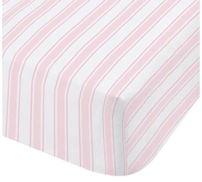Růžovo-bílé bavlněné prostěradlo Bianca Check and Stripe, 90 x 190 cm