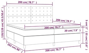 Box spring postel s matrací a LED tmavě šedá 200x200 cm samet,  3136384