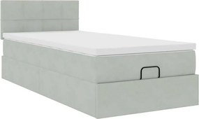 Osmanský rám postele s matrací světle šedá 100x200cm samet 3311753