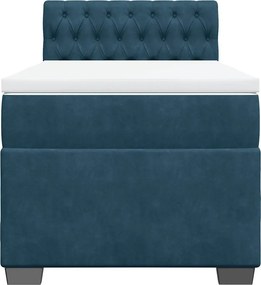Box spring postel s matrací modrá 100 x 200 cm samet 3288544