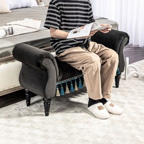 HOMCOM Polstrovaná lavice, sametový vzhled, luxusní lavice s dřevěnými nohami, předsíňová lavice do ložnice, nosnost až 150 kg, tmavě šedá, 117 x 40 …