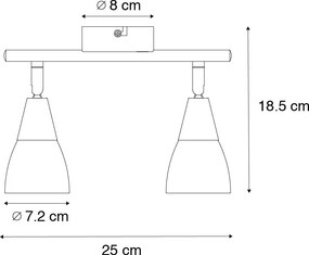Klasické stropní bodové světlo zlaté s matným sklem 2-světlo - Madi