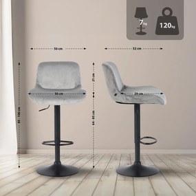 Sada 2 barových židlí Solon černá konstrukce – šedá