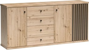 Komoda, dub artisan/černá, KOLI C-20