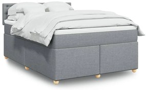 Box spring postel s matrací světle šedá 140 x 190 cm textil
