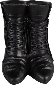 Dekorace socha černá dámská bota se šachovnicí - 15*12*15 cm