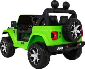Ramiz Jeep Wrangler Rubicon elektrické auto pro děti zelené + dálkové ovládání + MP3 LED rádio + EVA kola