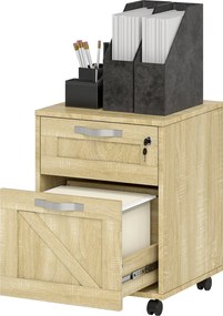 Vinsetto Kancelářská jednotka se zásuvkami s 2 zásuvkami Mobilní spisový kabinet s koly zamykatelný a závěsnými složkami pro velikost A4 41x42x56 cm P