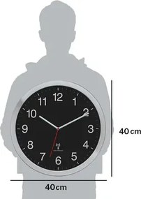 TFA 60.3545.01 černá / Nástěnné hodiny / DCF / O 40 cm / hliníkový rám