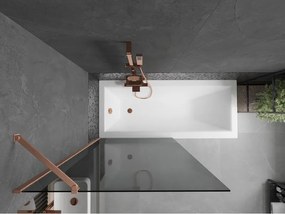 Mexen Next, 1-křídlová vanová zástěna 90 x 150 cm, 6mm šedé sklo, měděná matná, 895-090-000-00-40-65