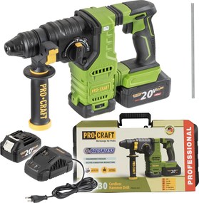 Procraft PHA30 20V - akumulátorové vrtací kladivo (s 2,0 Ah akumulátorem a nabíječkou)