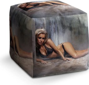 Sablio Taburet Cube Sexy žena - 50x50x50 cm