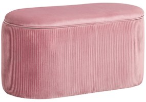 Lavice HOMCOM Růžová čalouněná lavice s úložným prostorem ve francouzském stylu, elegantní sametový potah, 81x40x41cm do předsíně a obývacího pokoje …