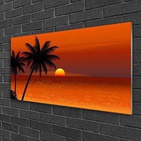 Obraz na skle Palma Moře Slunce Krajina 120x60 cm