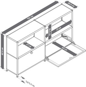 Tchibo - Kovová odkládací skříňka »Cn3 Slim Line« se 2 přemístitelnými výklopnými dvířky - barva: bílá