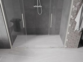 Mexen Velar Duo, posuvné sprchové dveře do otvoru 200 cm, 8mm čiré sklo, broušená ocel, 871-200-000-02-97