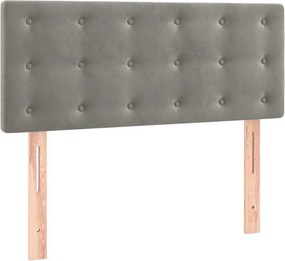 Box spring postel s matrací a LED světle šedá 90x190 cm samet 3134615