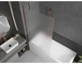 Mexen Next, vanová zástěna 1-křídlová 100 x 150 cm, fixní křídlo, 6 mm námraza sklo, růžové zlato profil, 895-100-000-00-30-60