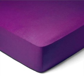 DekorTextil Jersey napínací prostěradlo tmavě fialové ROZMĚR: (š/d/v) 100 x 200 x 20 cm