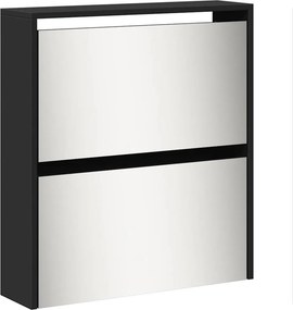 Botník se zrcadlem 5patrový černý 63 x 17 x 169,5 cm 3228280