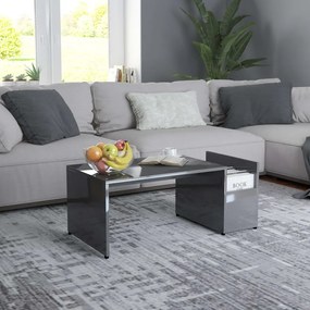 vidaXL Konferenční stolek 90 x 45 x 35 cm dřevotříska [802921] Barva: šedá s vysokým leskem