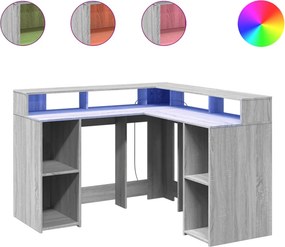 Psací stůl s LED šedý sonoma 130 x 130 x 91 cm kompozitní dřevo 3309452