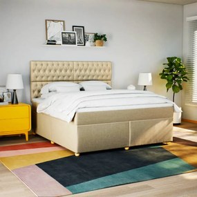 Box spring postel s matrací krémová 180x200 cm textil 3293671