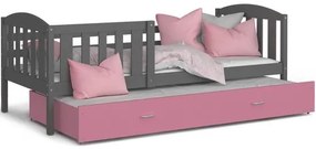 Dětská postel KUBU P2 190x80 cm ŠEDÁ RŮŽOVÁ