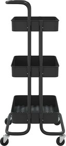 Kuchyňský vozík se 3 patry černý 42x35x85 cm železo a ABS 336335