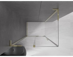 Mexen Velar L, sprchový kout s posuvnými dveřmi 110 x 120 cm, 8mm čiré sklo, zlatá lesklá, 871-110-120-03-50