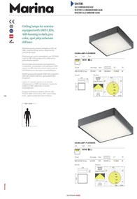 Redo 90158 - LED Venkovní stropní svítidlo MARINA LED/16W/230V IP65 antracit